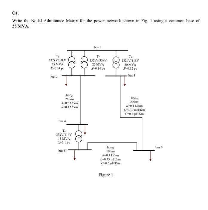 Solved Write the Nodal Admittance Matrix for the power | Chegg.com