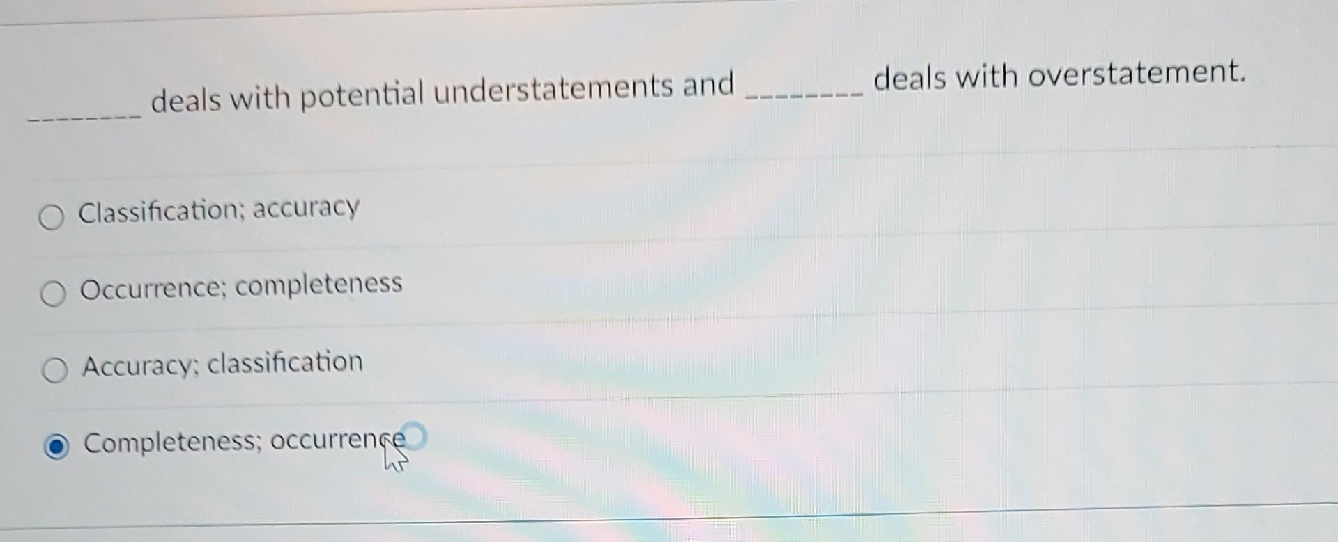 Solved deals with potential understatements and deals with | Chegg.com