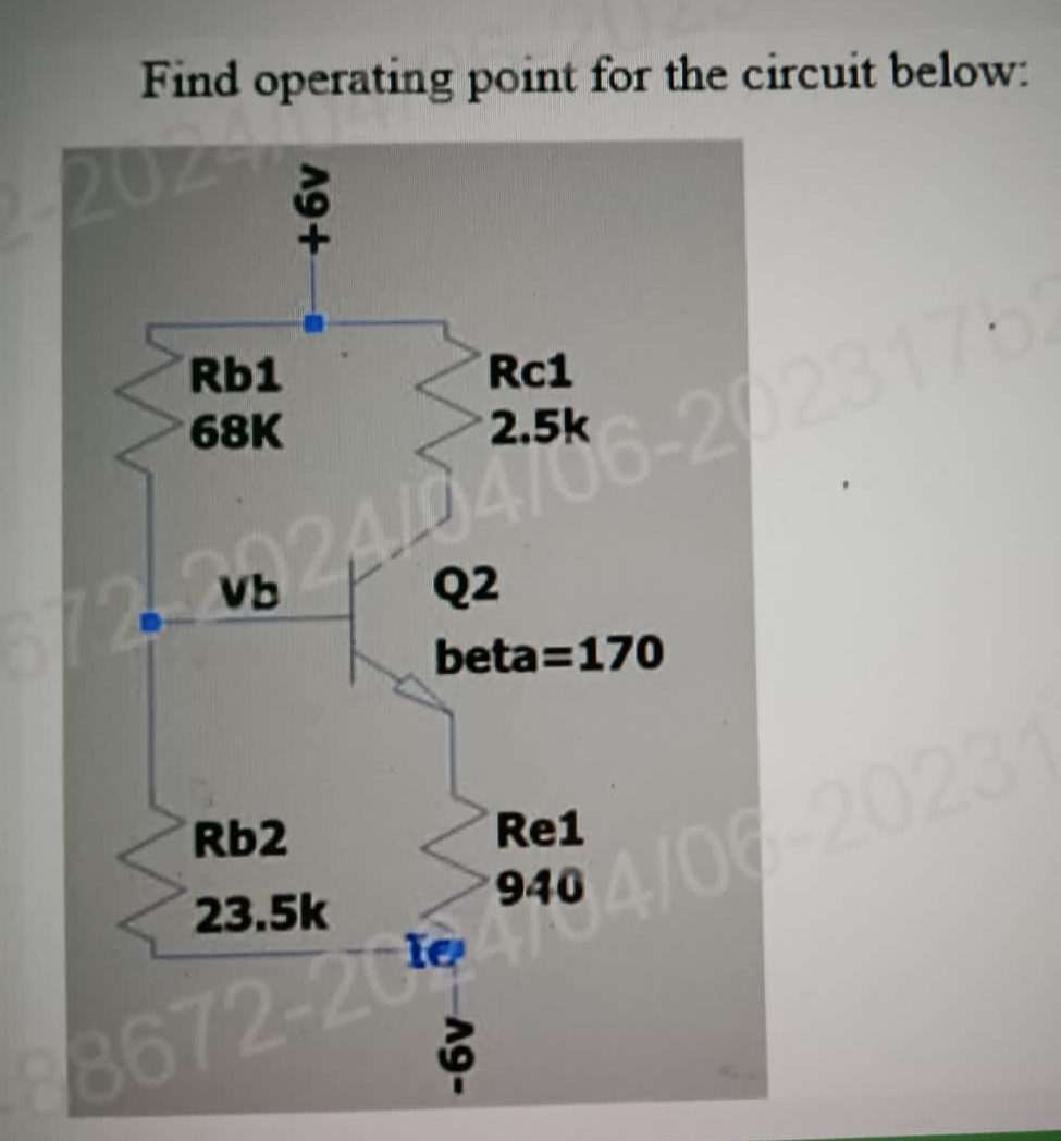 Solved Find operating point for the circuit below: | Chegg.com