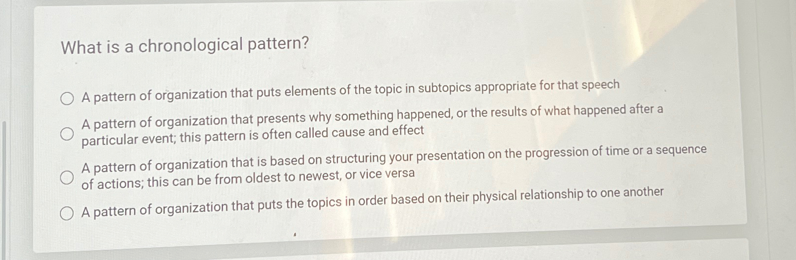 Solved What is a chronological pattern?A pattern of | Chegg.com