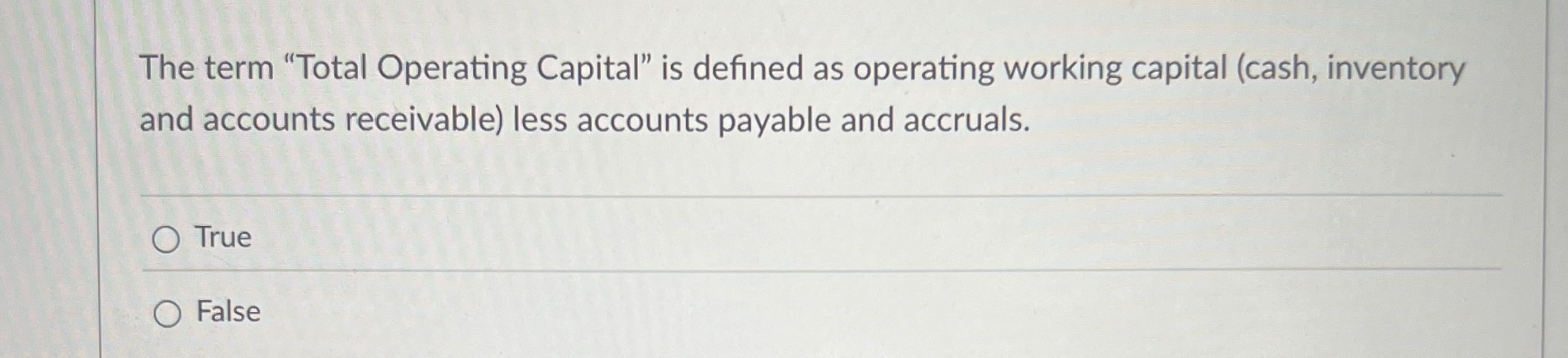 Solved The term "Total Operating Capital" is defined as | Chegg.com