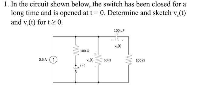 Solved 1. In the circuit shown below, the switch has been | Chegg.com