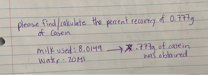Solved in this experiment, casein was isolated from milk. I | Chegg.com
