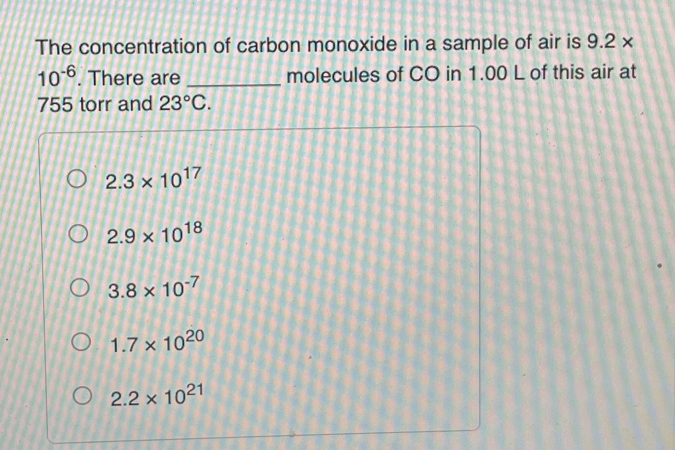 The concentration of carbon monoxide in a sample of | Chegg.com