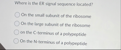 Solved Where is the ER signal sequence located?On the small | Chegg.com