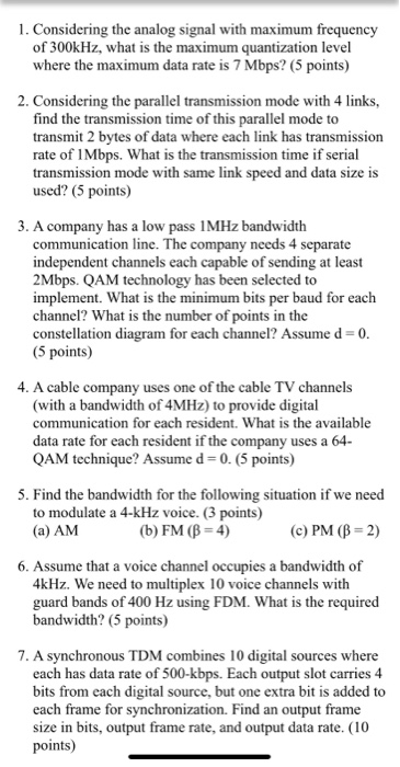 Solved 1 Considering The Analog Signal With Maximum 