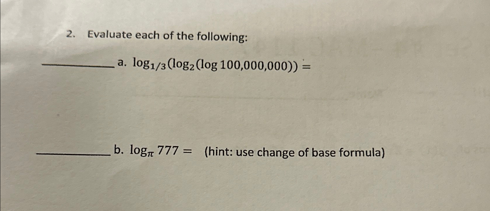 Solved Evaluate each of the | Chegg.com