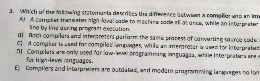 Solved Which of the following statements describes the | Chegg.com