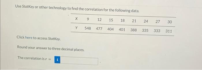 Solved Use StatKey or other technology to find the | Chegg.com
