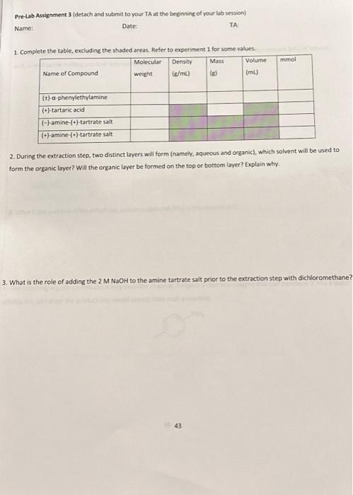 Pre-Lab Assignment 3 (detach and submit to your TA at | Chegg.com