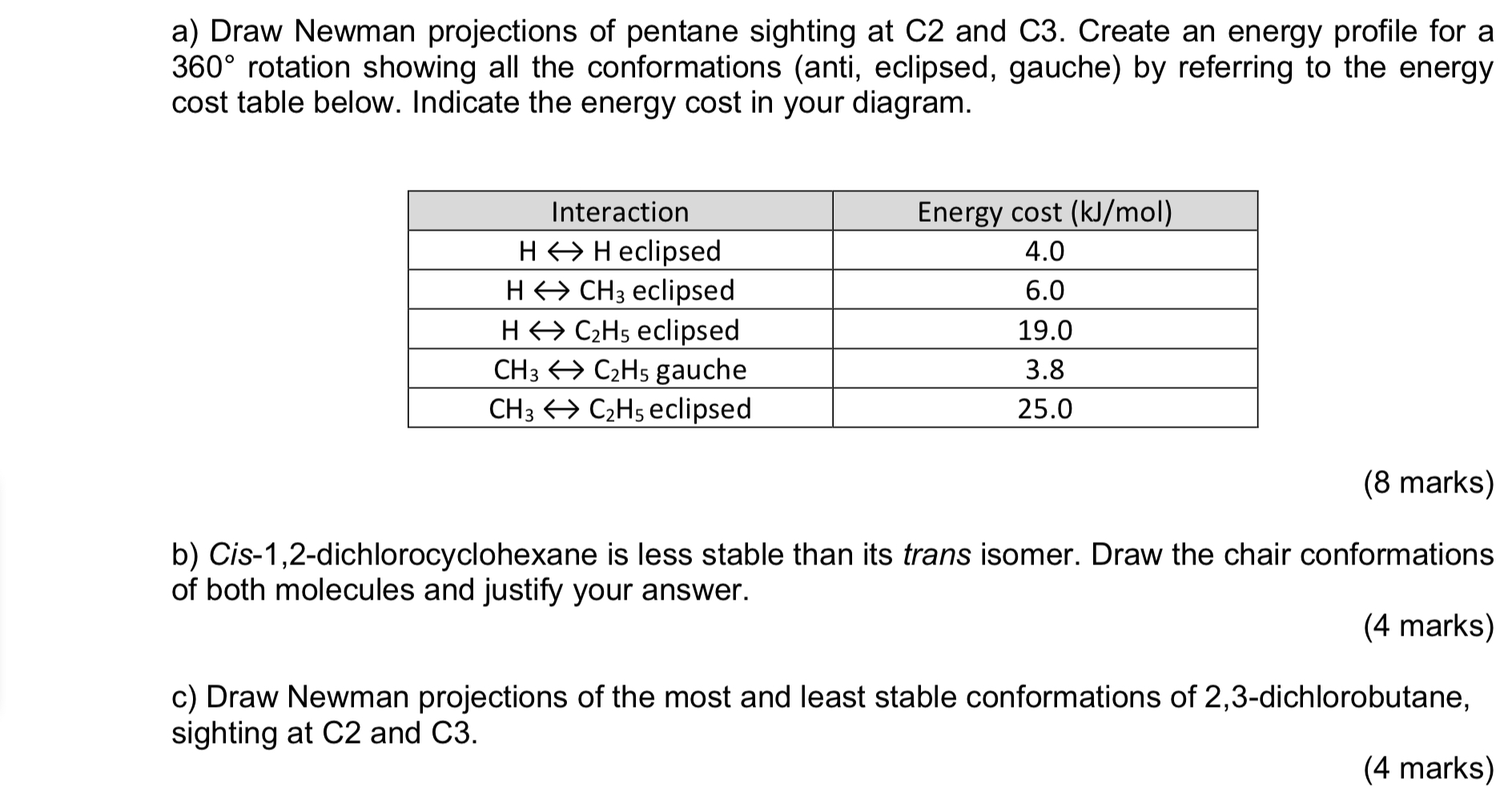 Solved a) ﻿Draw Newman projections of pentane sighting at C2 | Chegg.com