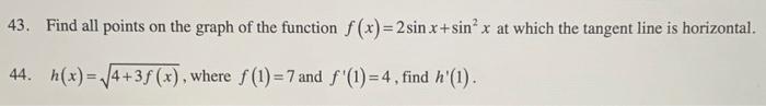 Solved 43. Find all points on the graph of the function | Chegg.com