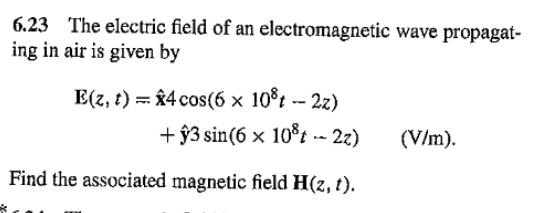 Solved 6.23 ﻿The electric field of an ﻿electromagnetic wave | Chegg.com
