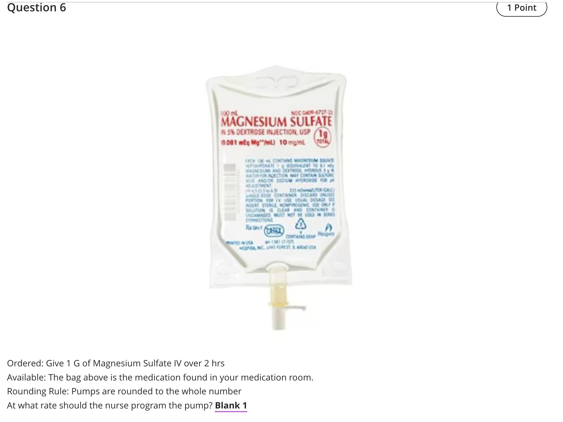Solved Question 6Ordered: Give 1 ﻿G of Magnesium Sulfate IV | Chegg.com