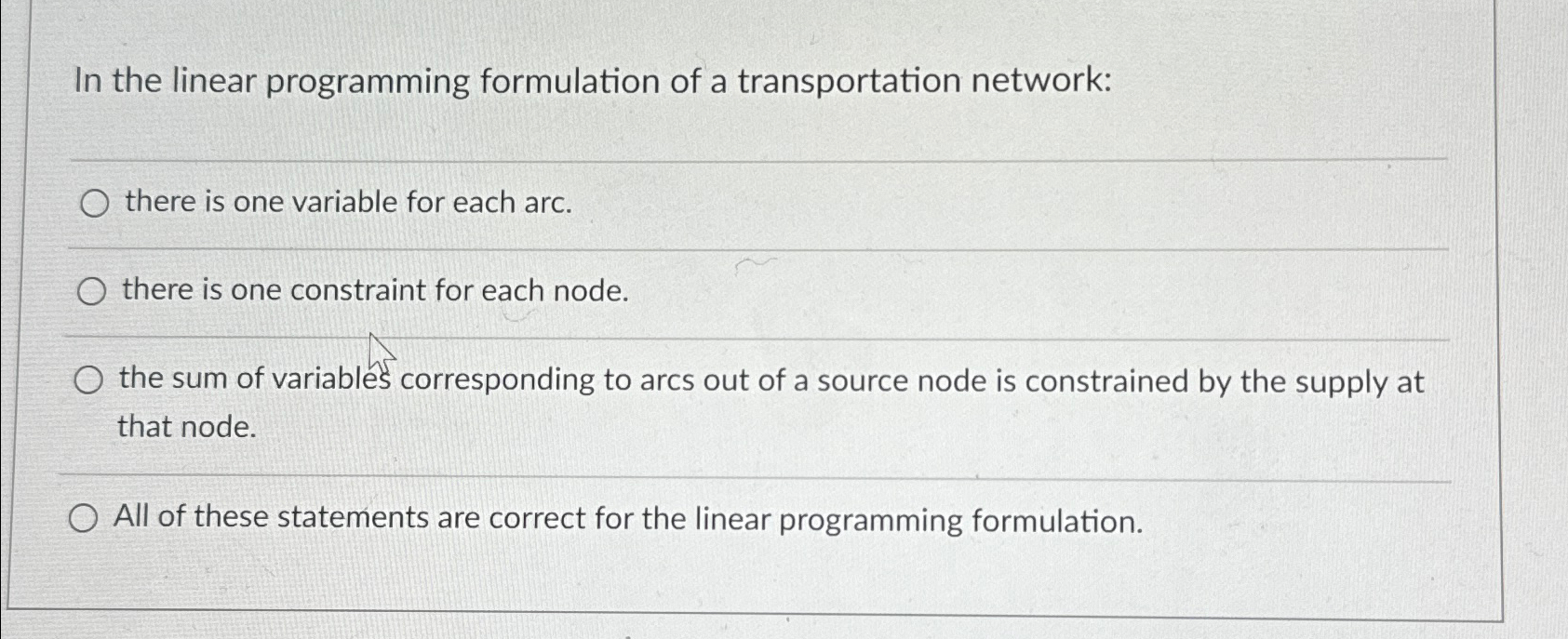Solved In the linear programming formulation of a | Chegg.com