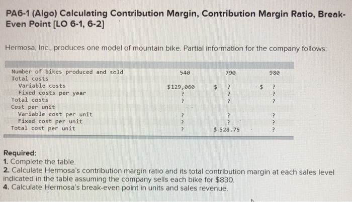 Solved PA6-1 (Algo) Calculating Contribution Margin, | Chegg.com