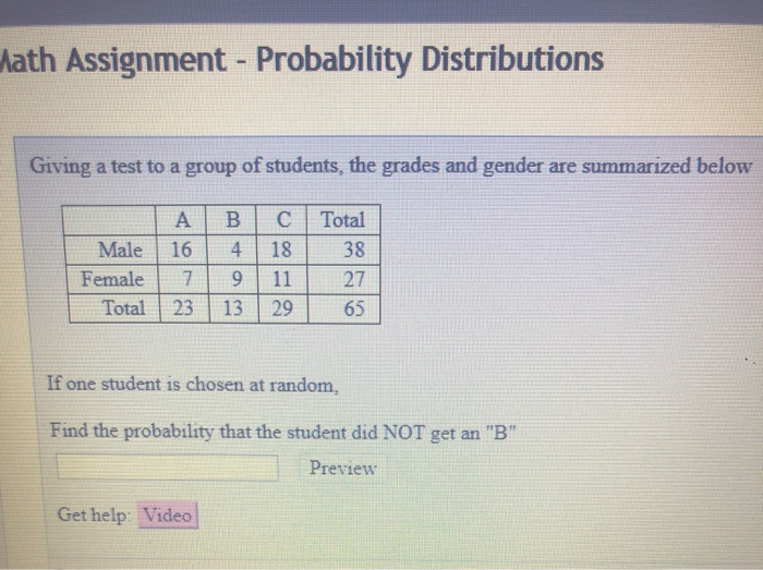 Solved Aath Assignment - Probability Distributions Giving a | Chegg.com