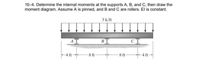 Solved 10-4. Determine the internal moments at the supports | Chegg.com