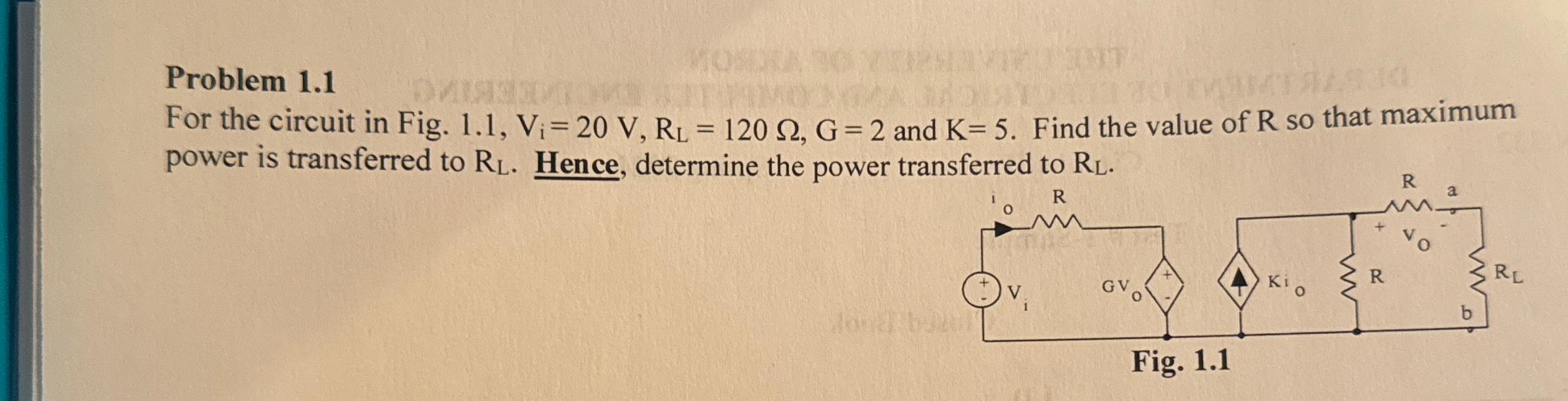 Solved Problem 1.1For the circuit in Fig. | Chegg.com