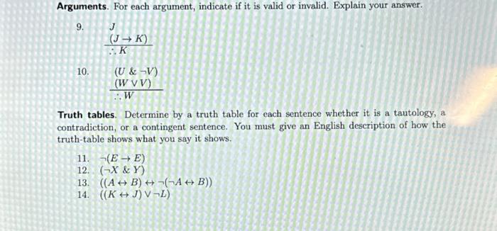 Solved Arguments. For each argument, indicate if it is valid | Chegg.com