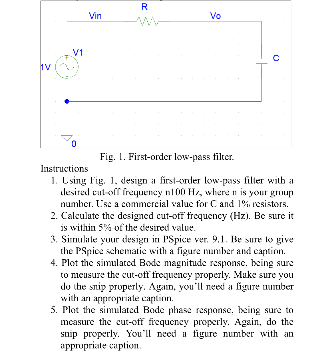 Fig. 1. ﻿First-order low-pass | Chegg.com