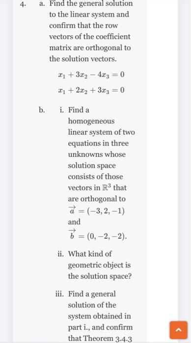 Solved 4. a. Find the general solution to the linear system | Chegg.com