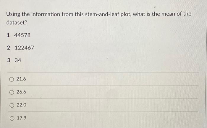 Solved Using the information from this stem-and-leaf plot, | Chegg.com