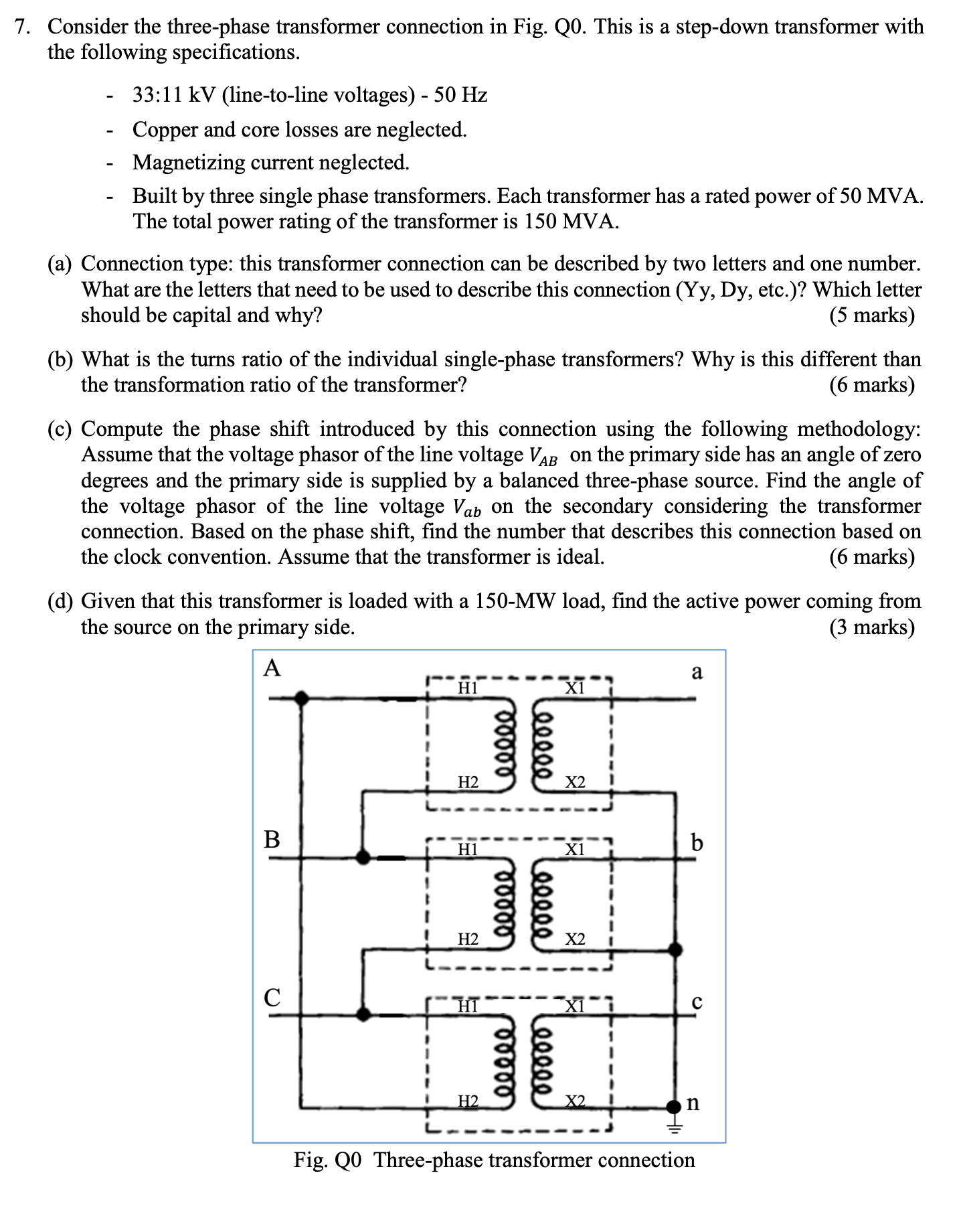 Solved Consider the three-phase transformer connection in | Chegg.com