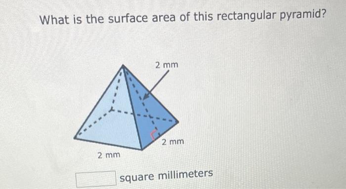 Solved What is the surface area of this rectangular pyramid? | Chegg.com