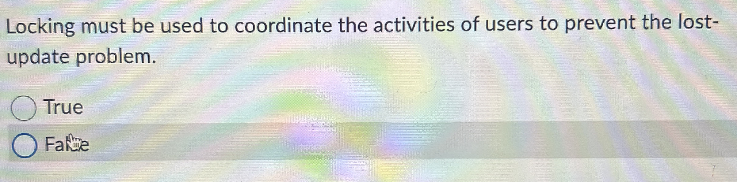Solved Locking must be used to coordinate the activities of | Chegg.com