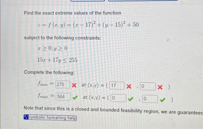 Solved Find the exact extreme values of the function | Chegg.com