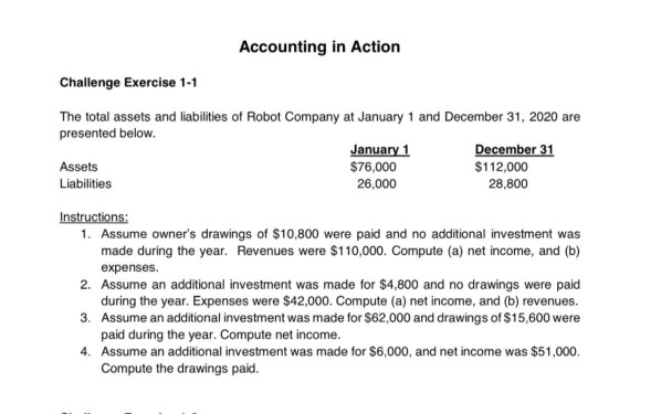 Solved Accounting in Action Challenge Exercise 1-1 The total | Chegg.com