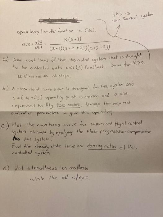 open loop tronsfer function is G(s). | Chegg.com
