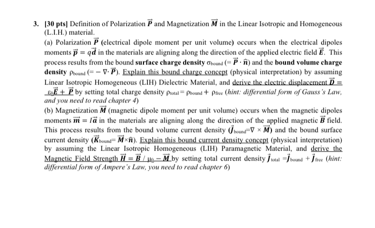 Solved pts] ﻿Definition of Polarization vec(P) ﻿and | Chegg.com