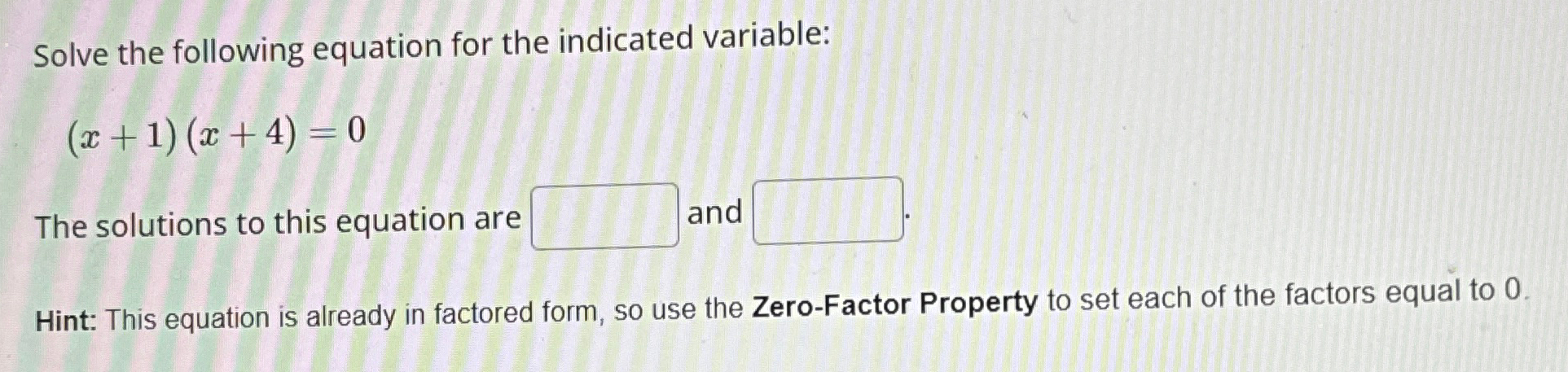 Solved Solve the following equation for the indicated | Chegg.com