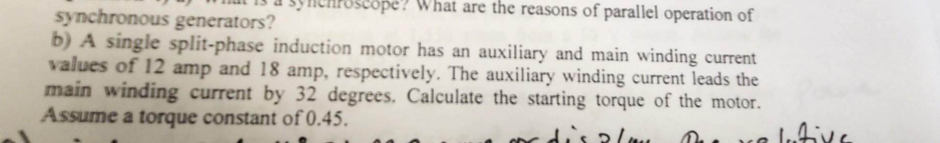 Solved synchronous generators? b) A single split-phase | Chegg.com