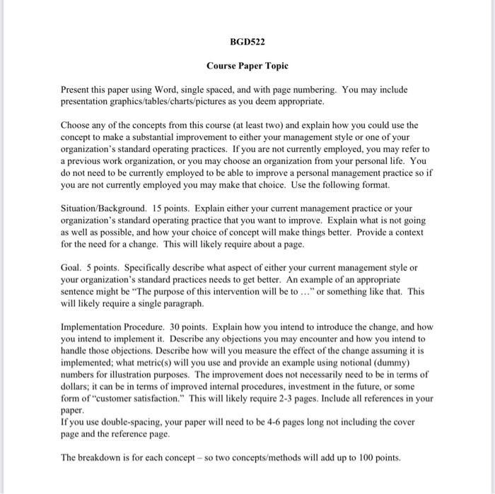 Solved BGD522 Course Paper Topic Present this paper using | Chegg.com
