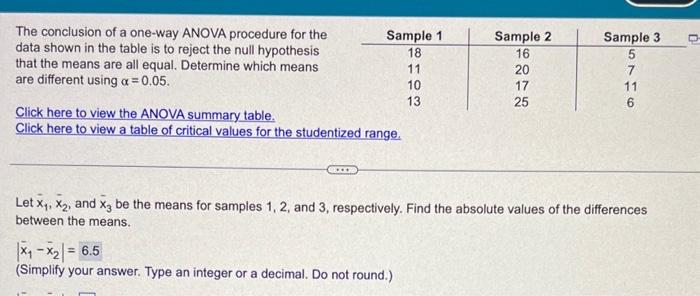 Solved The conclusion of a one-way ANOVA procedure for the | Chegg.com
