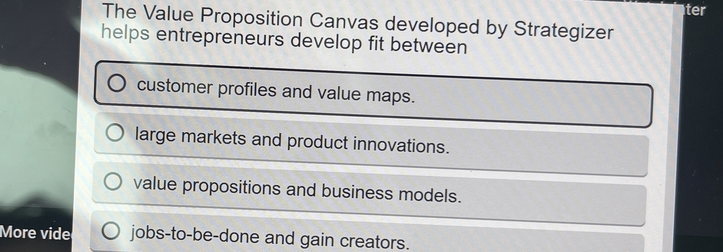 Solved The Value Proposition Canvas developed by Strategizer | Chegg.com