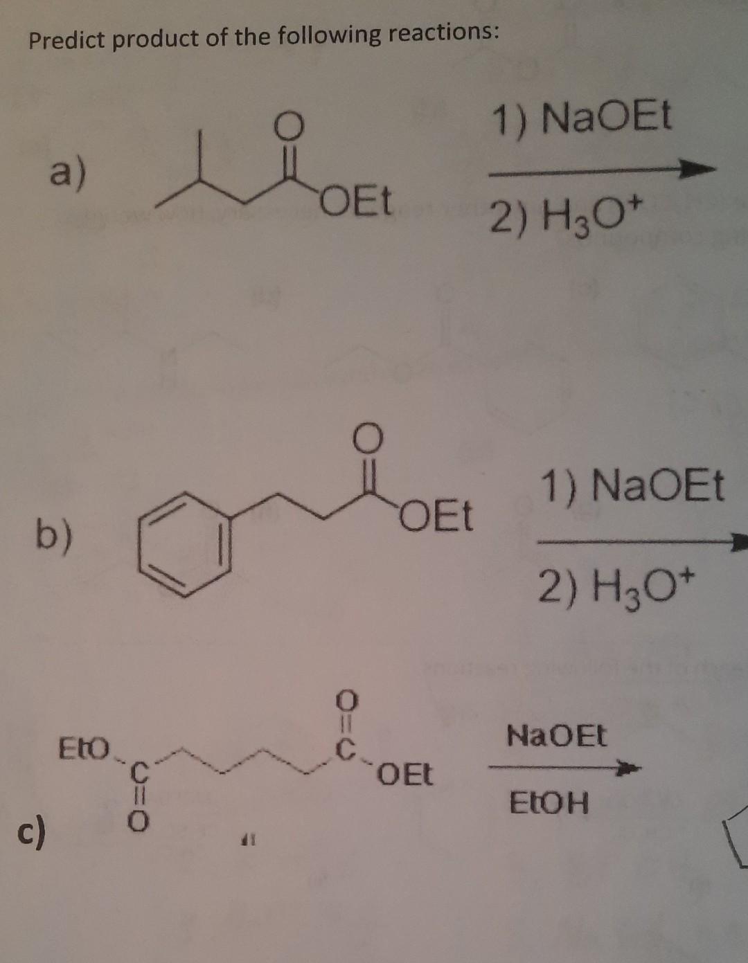 Solved Predict product of the following reactions: о 1) | Chegg.com