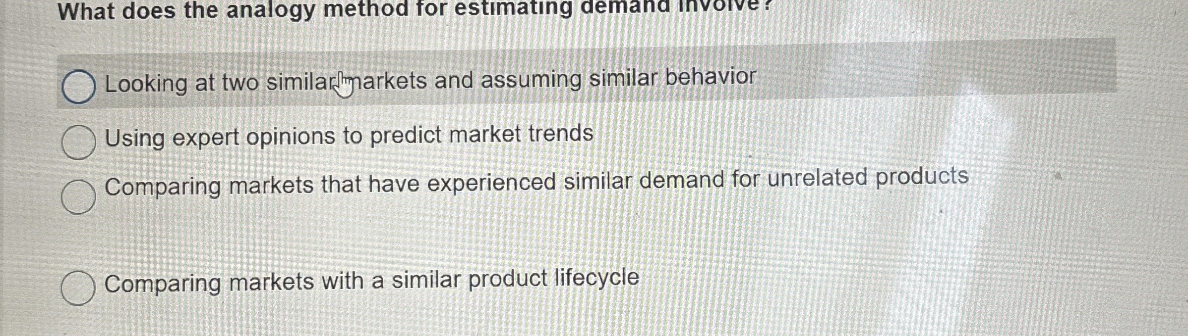 Solved What does the analogy method for estimating demana | Chegg.com