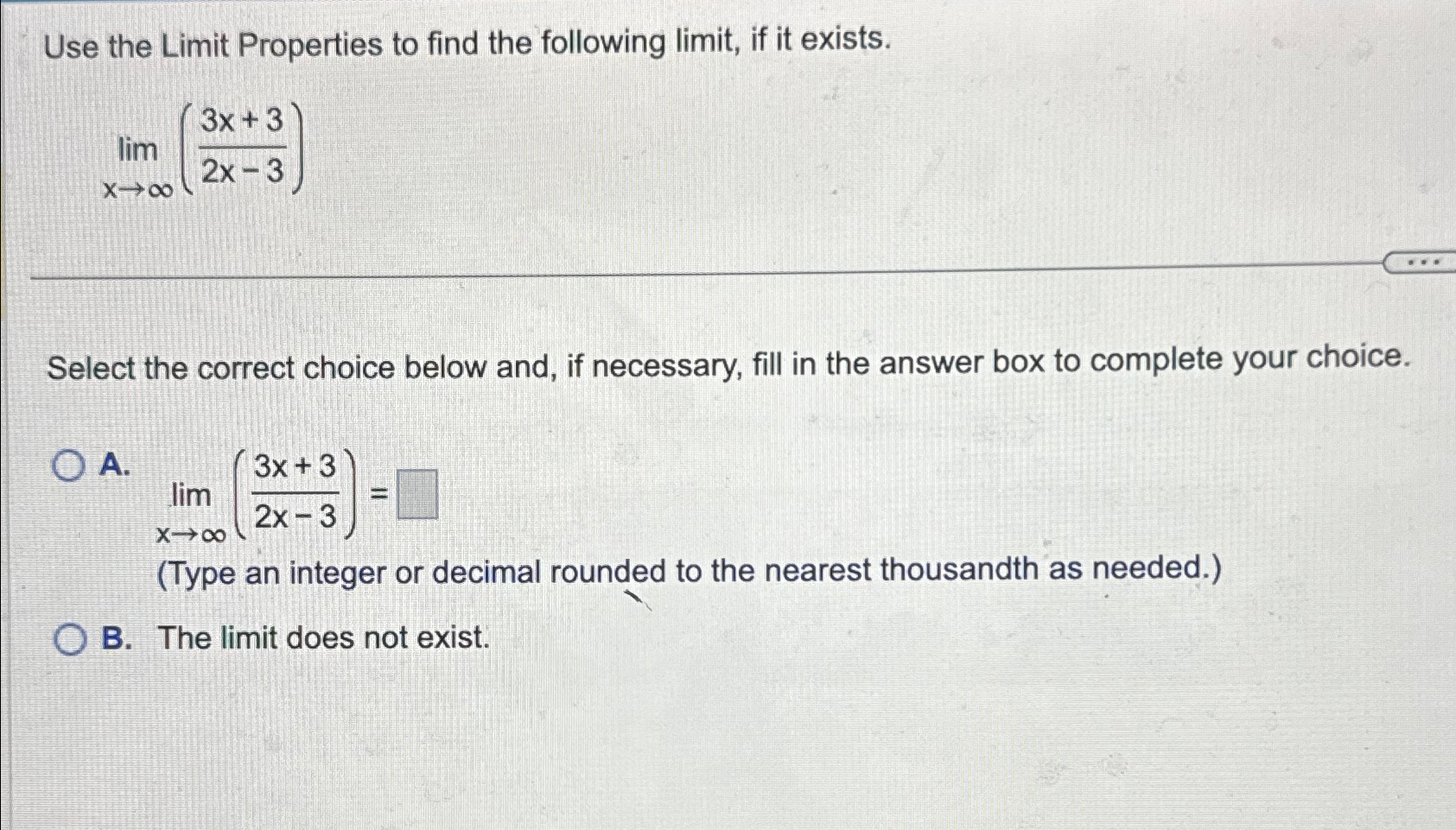 Solved Use the Limit Properties to find the following limit, | Chegg.com