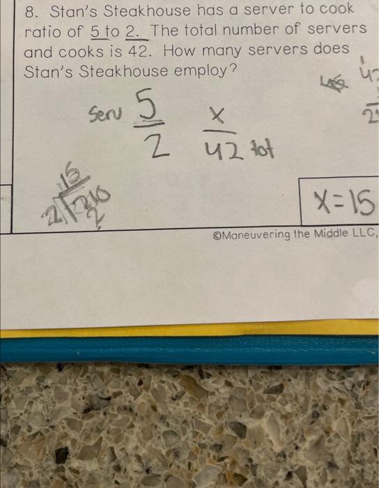 Solved 8. Stan's Steakhouse has a server to cook ratio of 5 | Chegg.com
