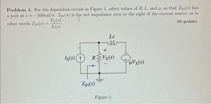 Solved Problem 1 For The Dependent Circuit In Figure 1