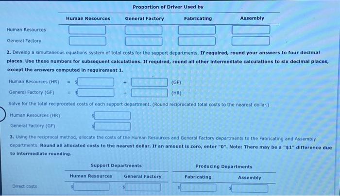 Solved Reciprocal Method of Support Department Cost | Chegg.com