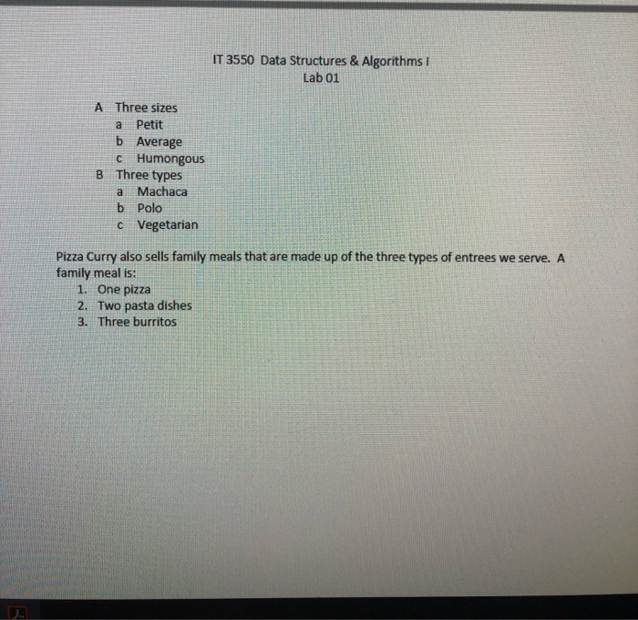 Review of Object Oriented Programming Pizza Curry | Chegg.com