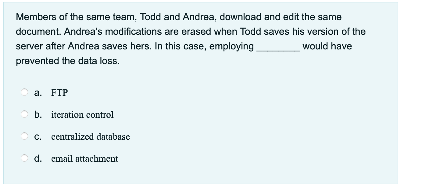 Solved Members of the same team, Todd and Andrea, download | Chegg.com