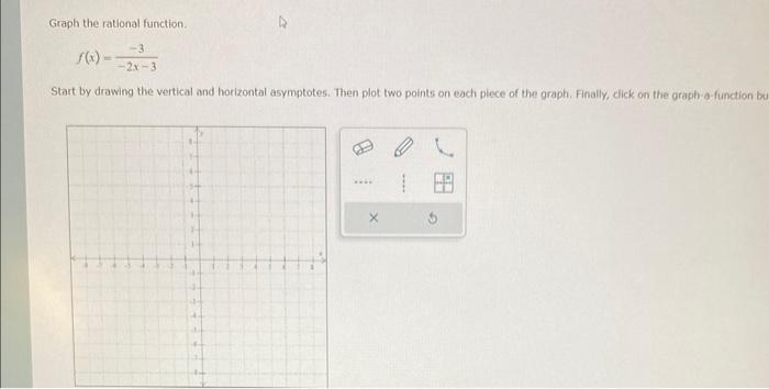 Solved Graph the rational function. f(x)=−2x−3−3 Start by | Chegg.com
