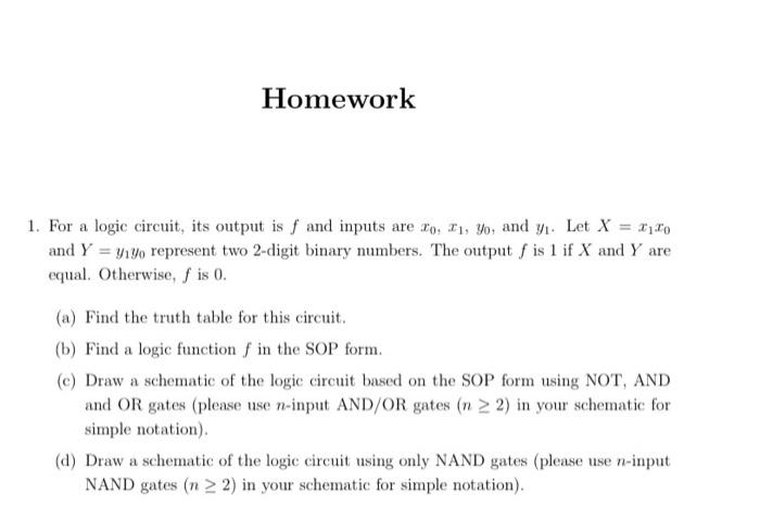 Solved 1 For A Logic Circuit Its Output Is F And Inputs 