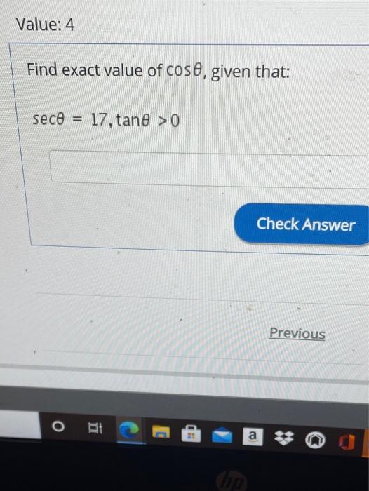 Solved Practice Problem 25 Value: 4 Find two values of | Chegg.com